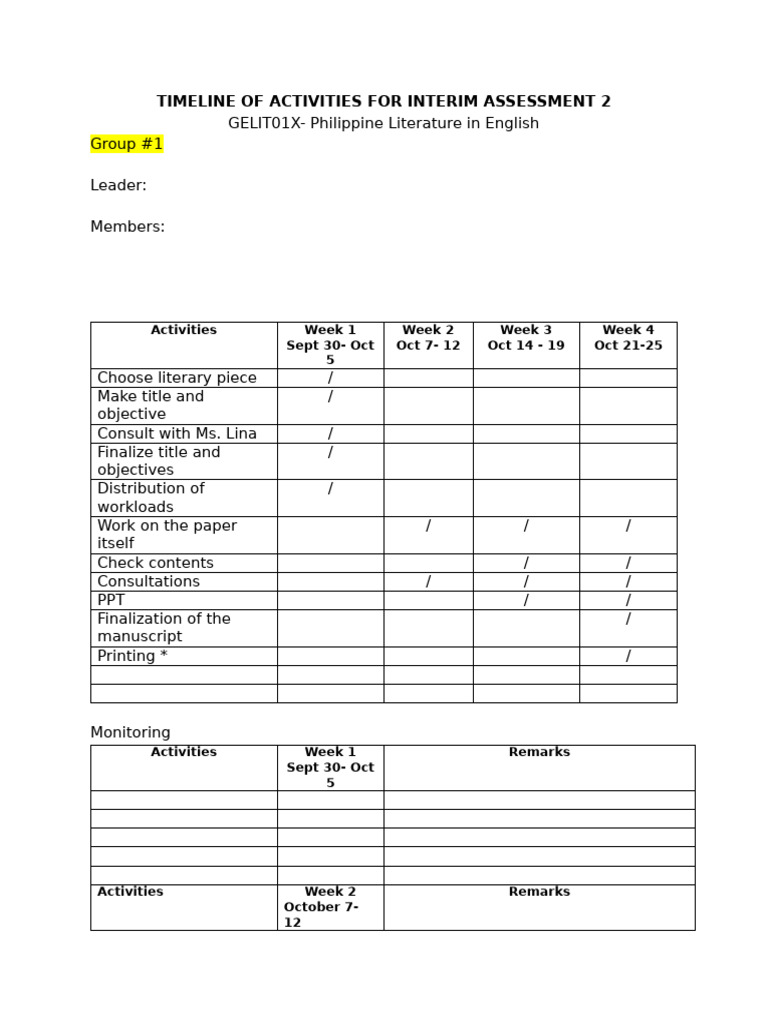 Gantt Chart - Interim Assesment 2 | PDF