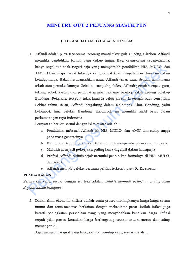Soal Dan Pembahasan Try Out Minggu 4 | PDF