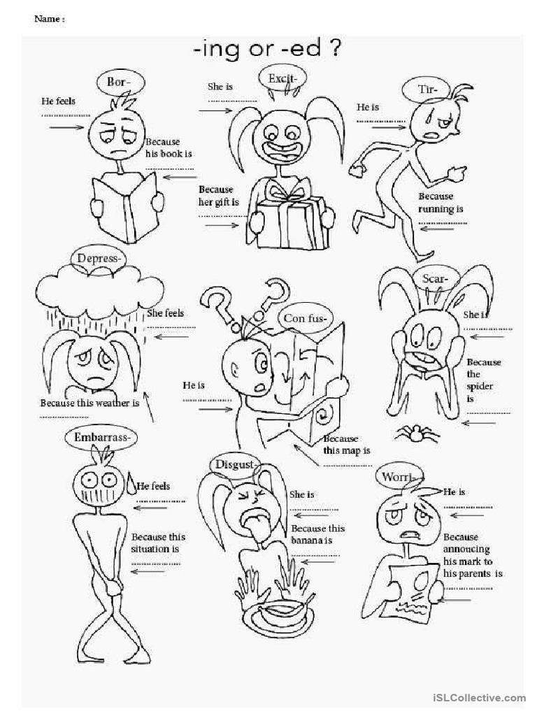 Adjectives Ending in - Ing and - Ed | PDF