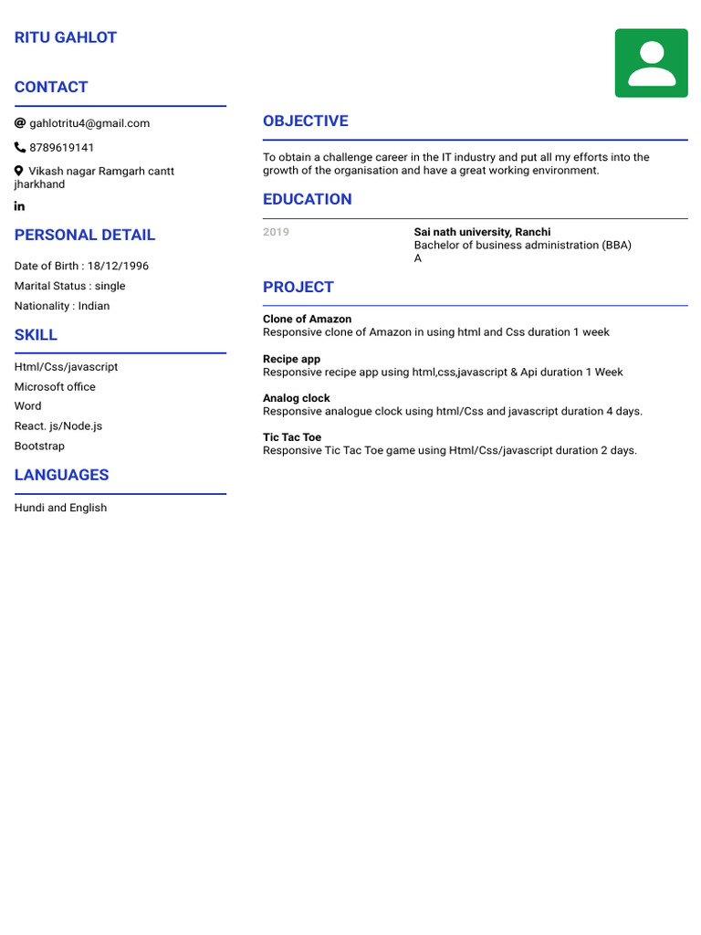 Ritu Gahlot - Resume - Apna | PDF