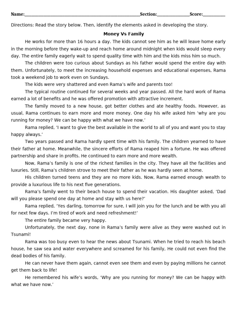 Elements of A Short Story Activity | PDF