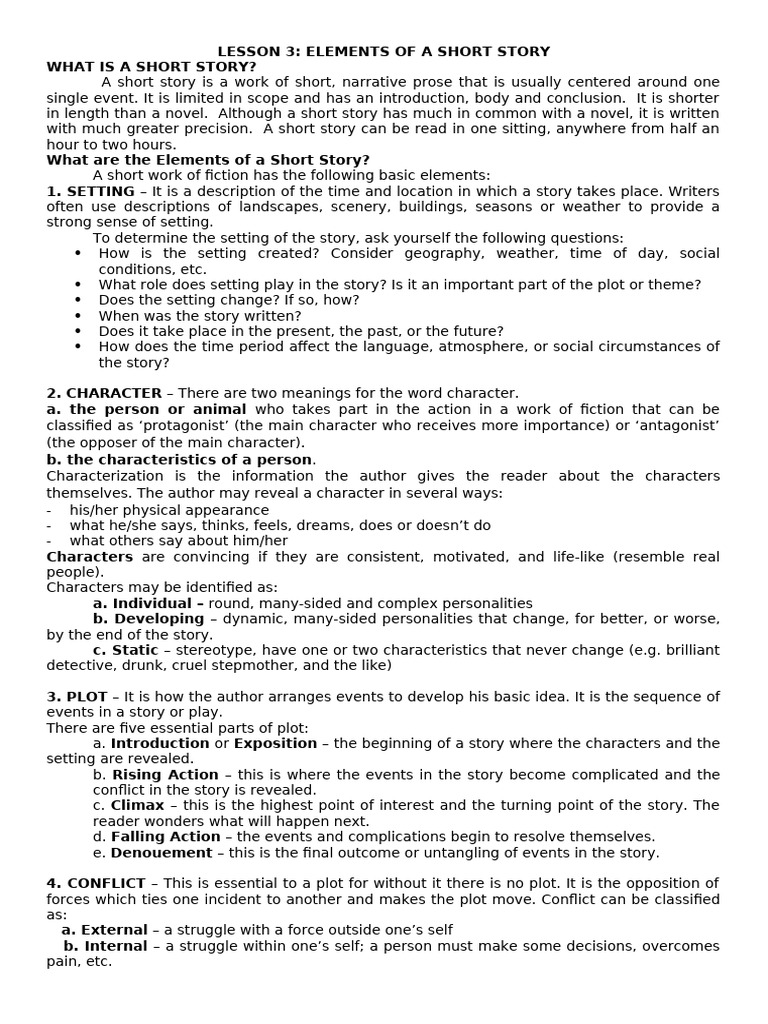 Short Story Elements | PDF