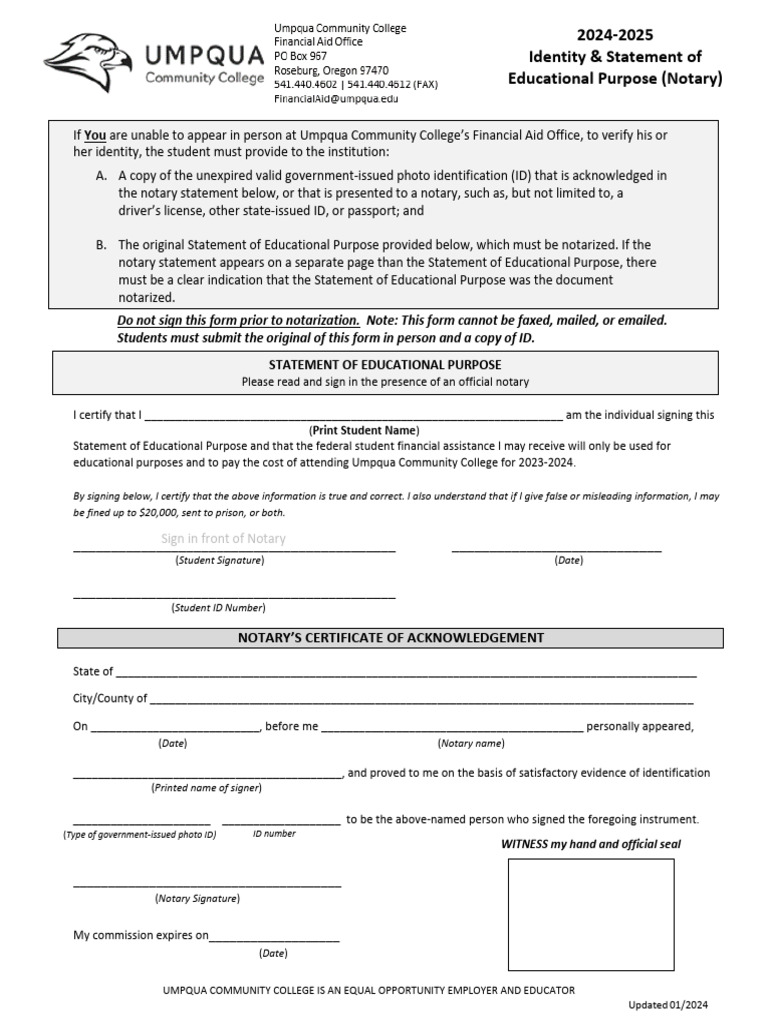 Identity Statement of Ed Purpose Notary 2425 | PDF