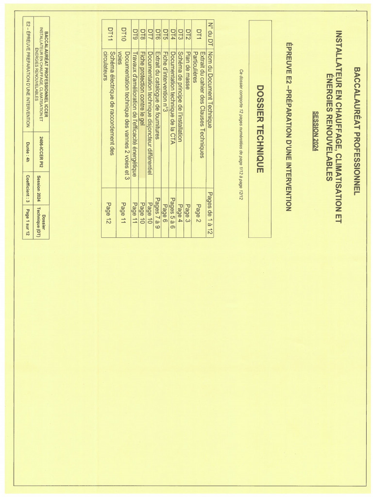 E2-Dossier Technique Bac Pro ICCER 2024 | PDF