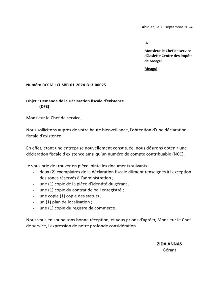 Demande DFE | PDF