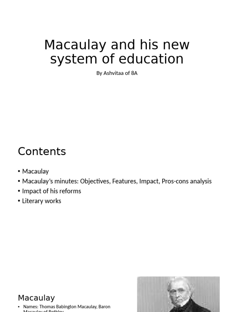 Macaulay and His New System of Education | PDF