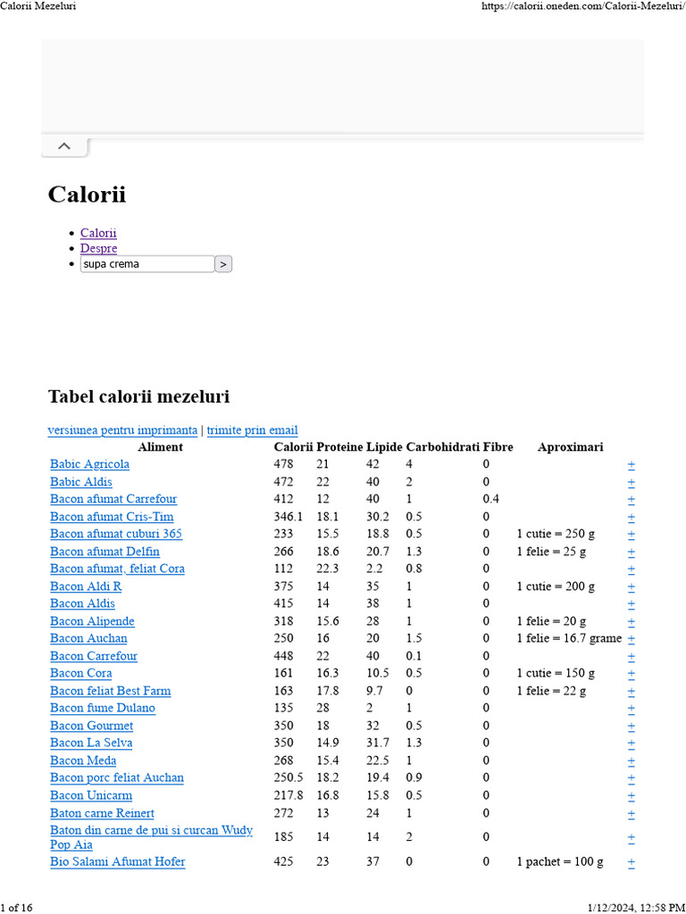 Calorii Mezeluri | PDF