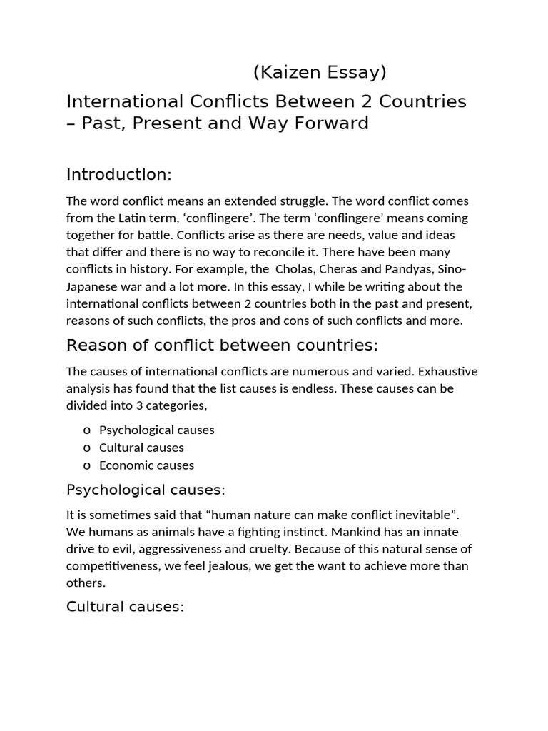 International Conflict Between Two Countries - Past J Present and ...