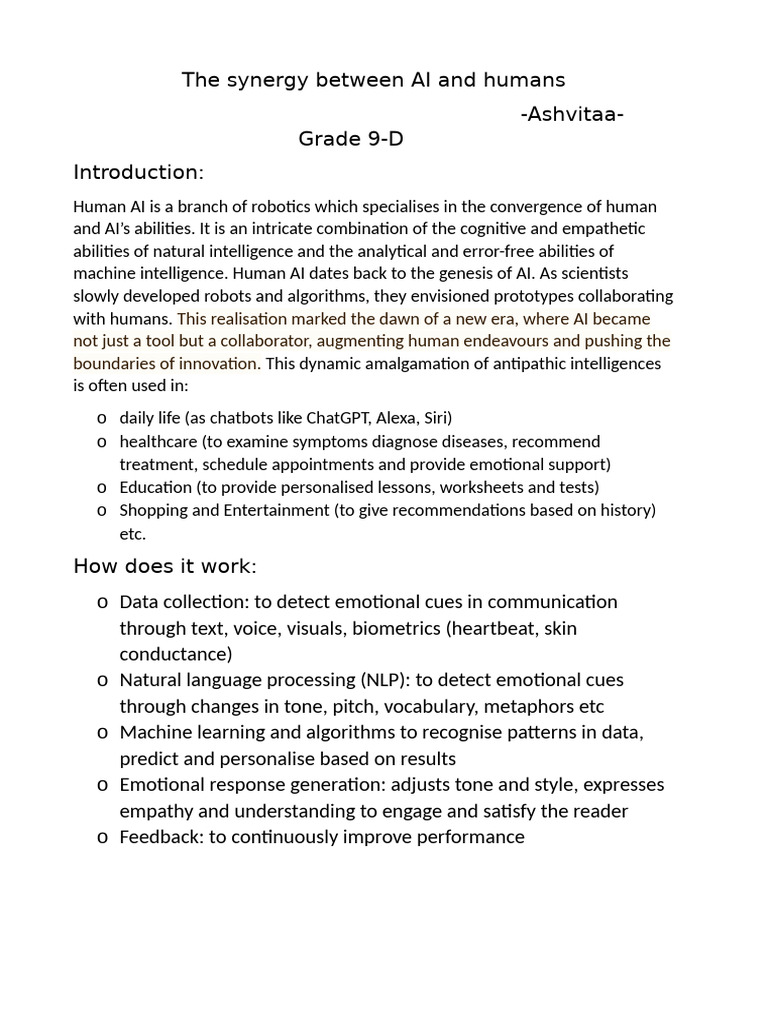 The Synergy Between AI and Humans - Whitepaper | PDF