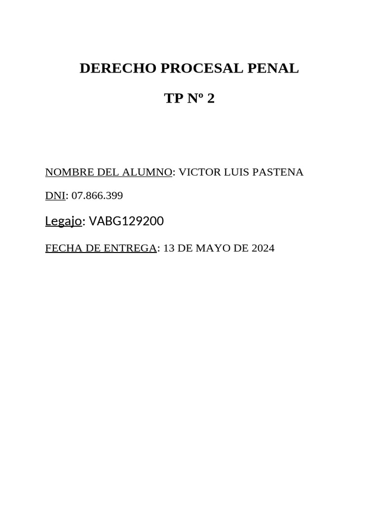 TP 2 - Procesal Penal | PDF