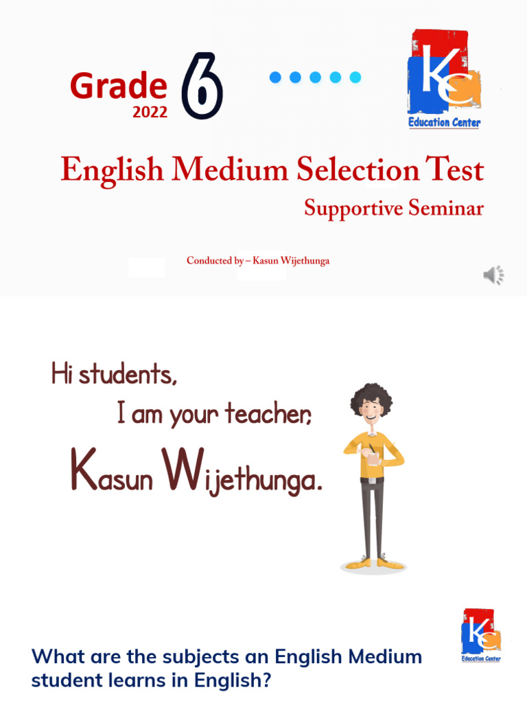 Grade 6 English Medium Selection Test Supportive Seminar | PDF