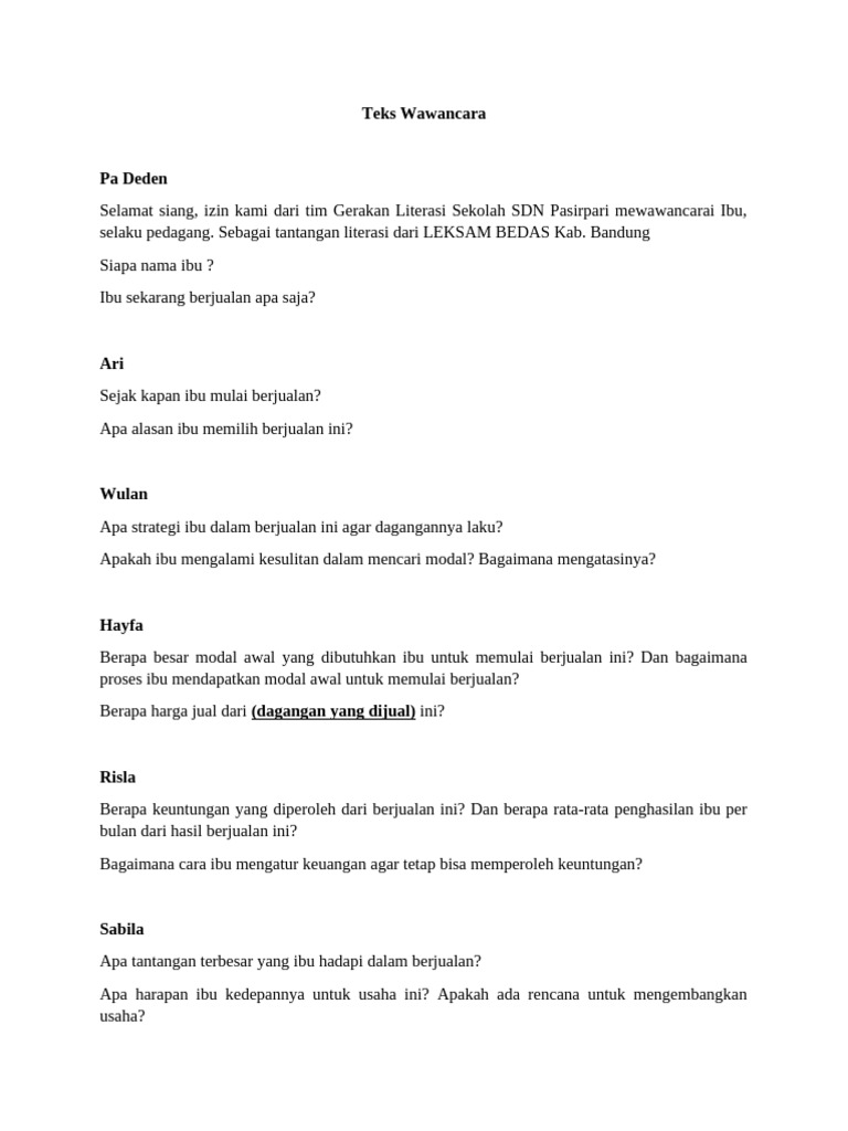 Teks Wawancara Pedagang | PDF