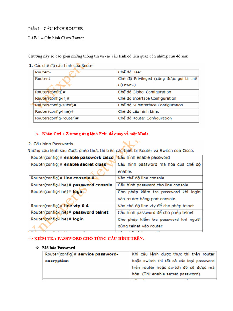 Lab 1 Cau Hinh Router. | PDF