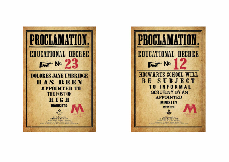Harry Potter Proclamations 23 and 12 | PDF