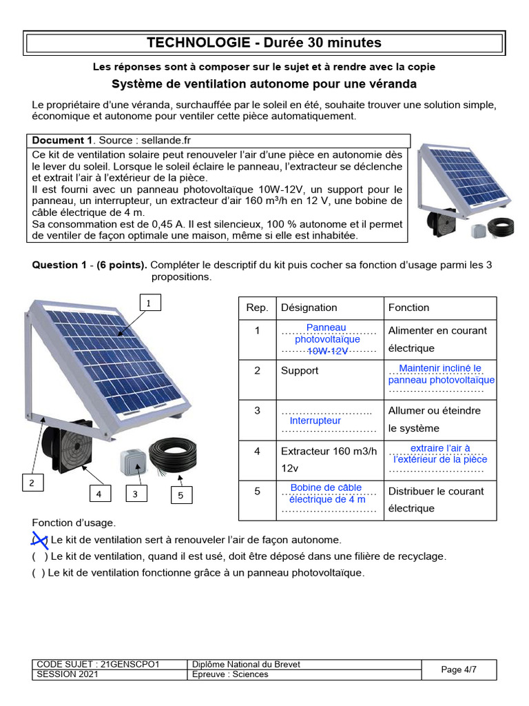 DNB Ventilation Autonome Correction | PDF