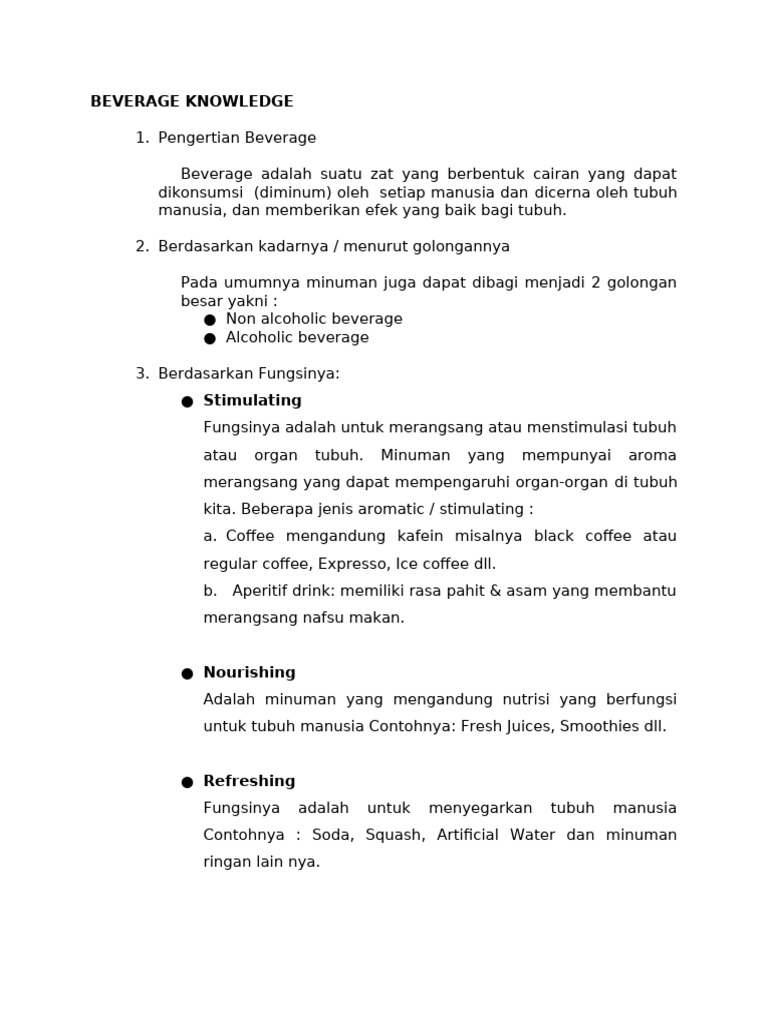 Beverage Knowledge | PDF
