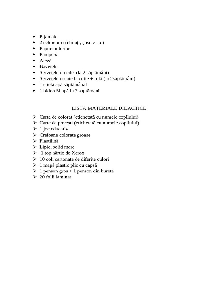 Lista Materiale | PDF
