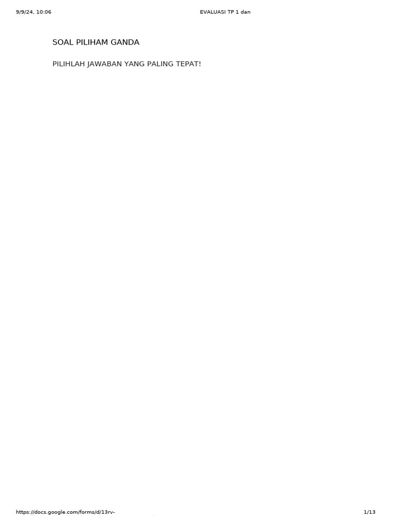 EVALUASI TP 1 Dan 2 - Google Formulir | PDF EVALUASI TP 1 Dan 2 - Google Formulir | PDF