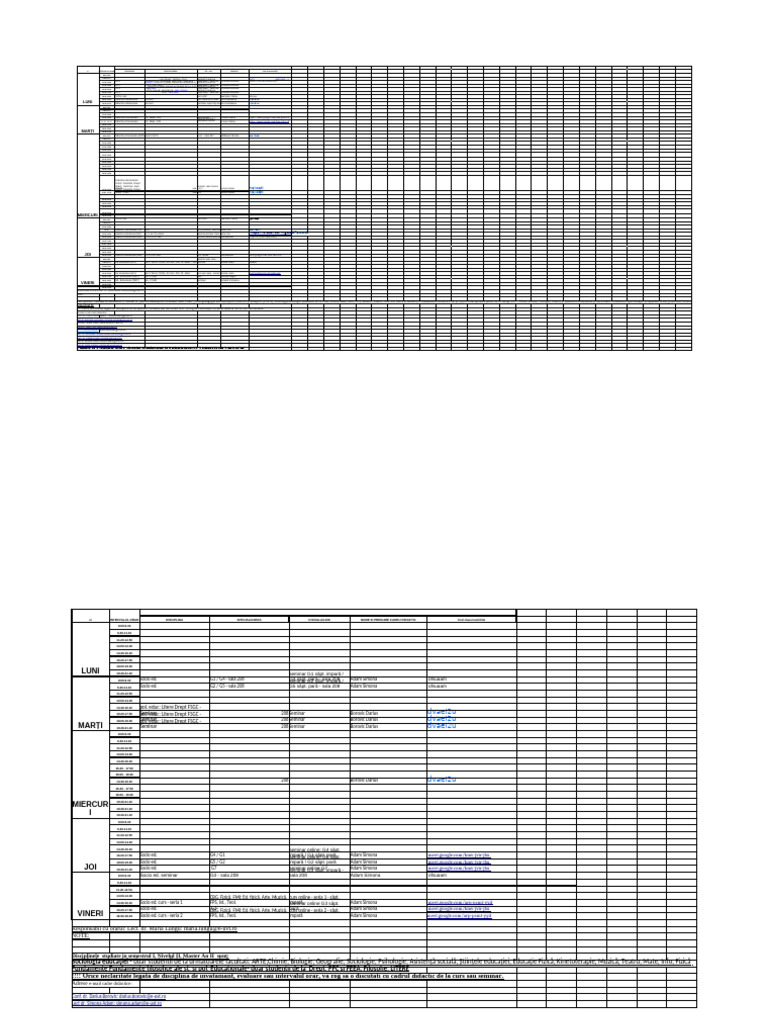 Orar Semestrul I Nivelul II 2024 2025 Master An I Master An II PU II 1 | PDF