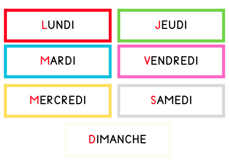 A4. Étiquettes Jours de La Semaine Blog Maicressecamille | PDF