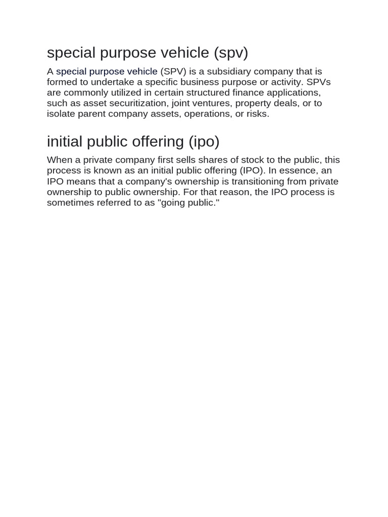 Special Purpose Vehicle | PDF