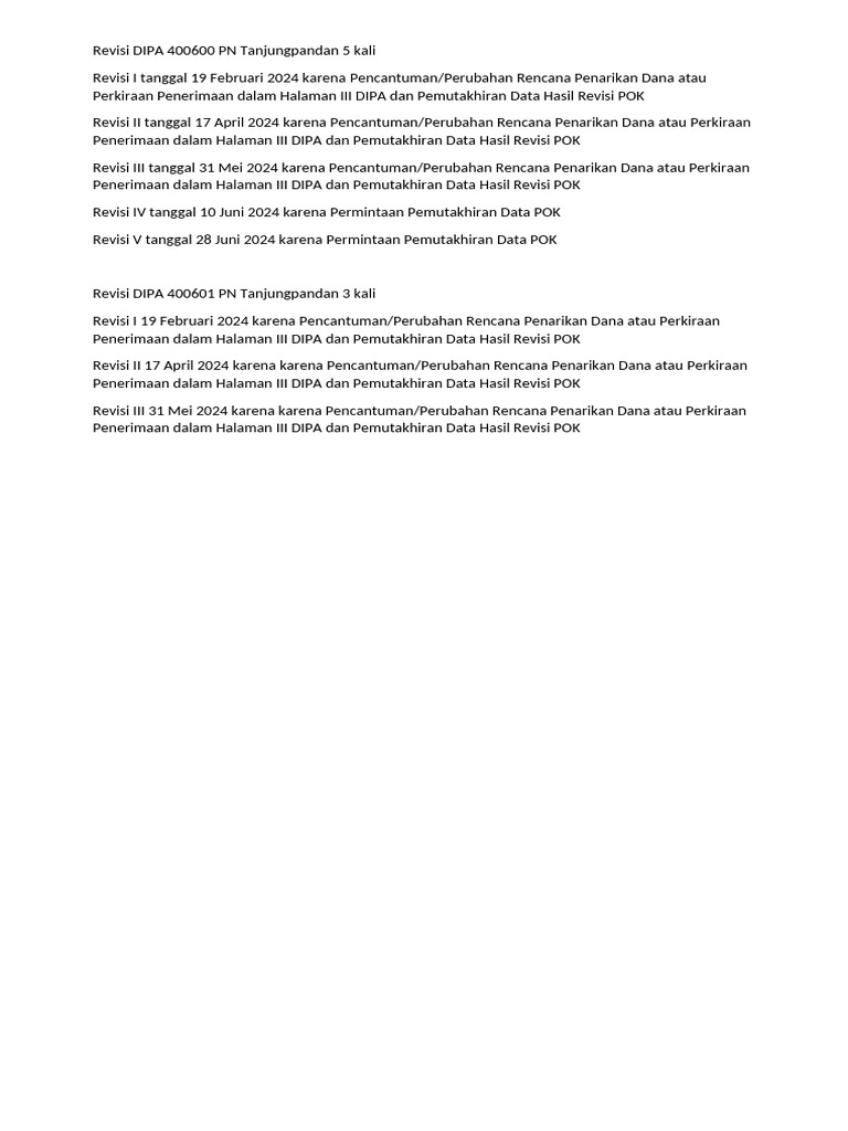 Data Revisi Semester 1 2024 | PDF