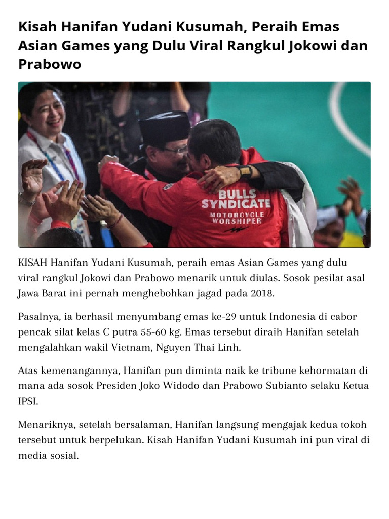 Kisah Hanifan Yudani Kusumah, Peraih Emas Asian Games Yang Dulu Viral Rangk - 20240930 - 142212 ...