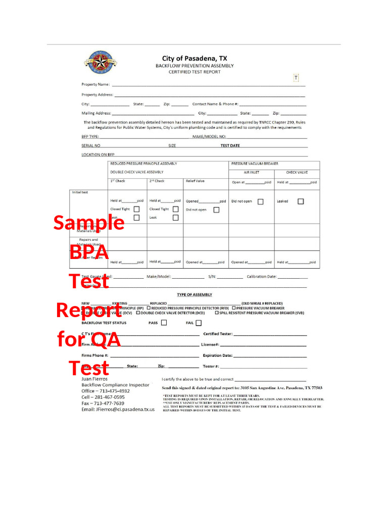 BPA Test Report - Sample2 | PDF