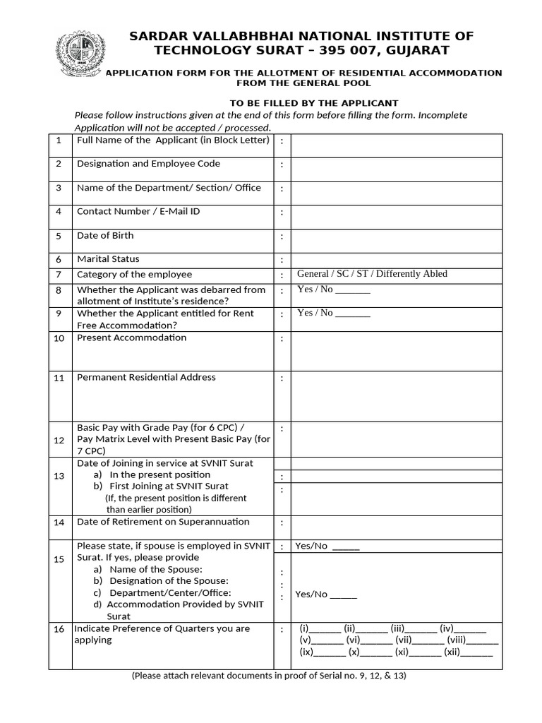 House Allotment Application | PDF