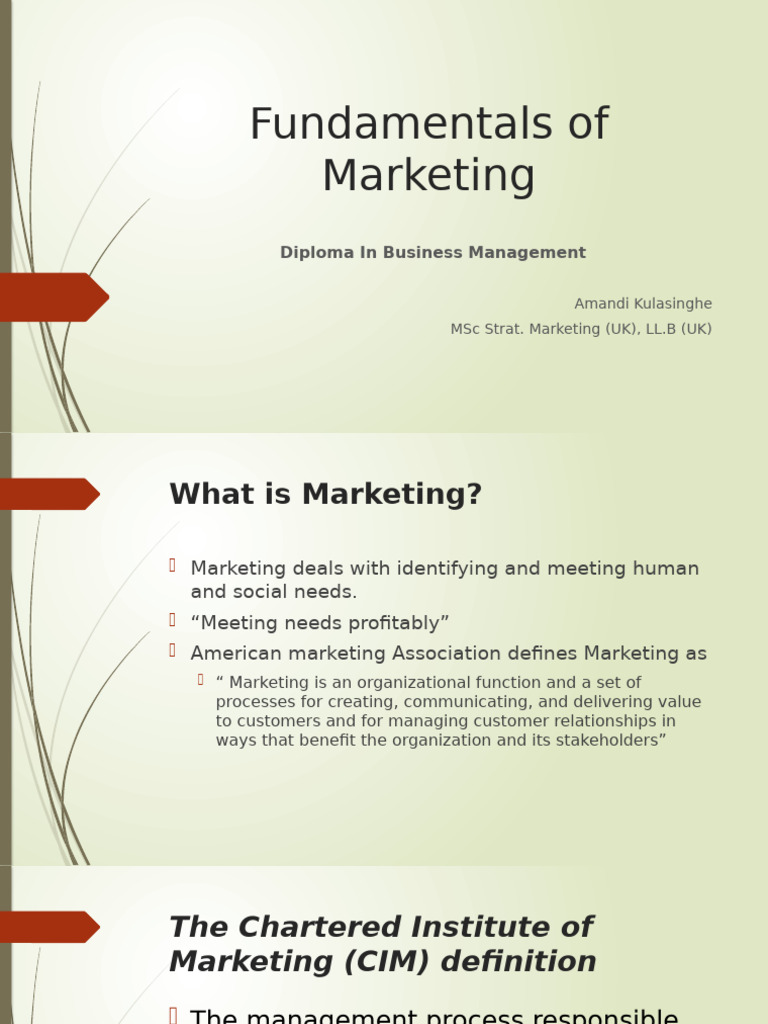 Fundamentals of Marketing - 1 - 5e5b4bee16553 | PDF