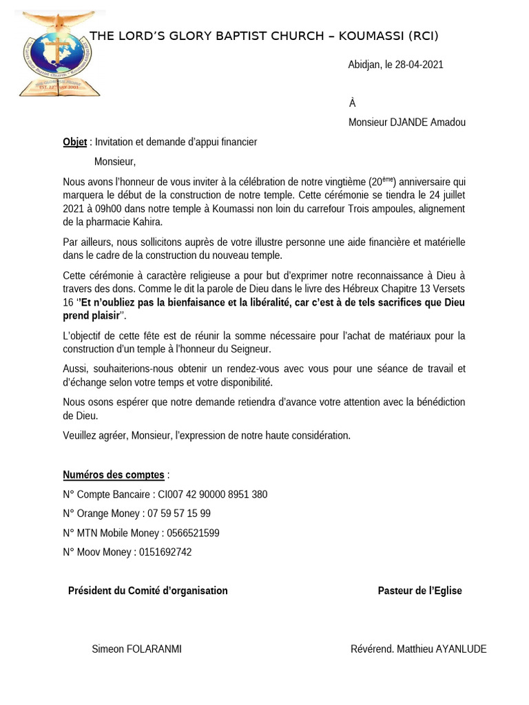 Church Letter | PDF