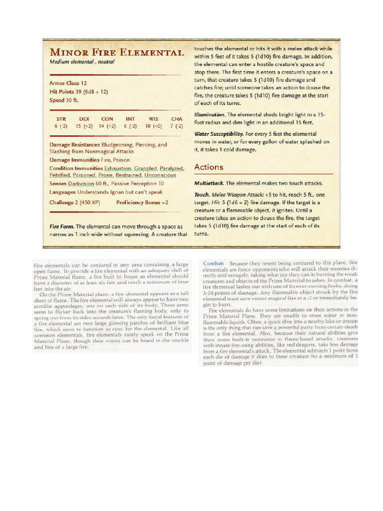 Minor Fire Elemental | PDF