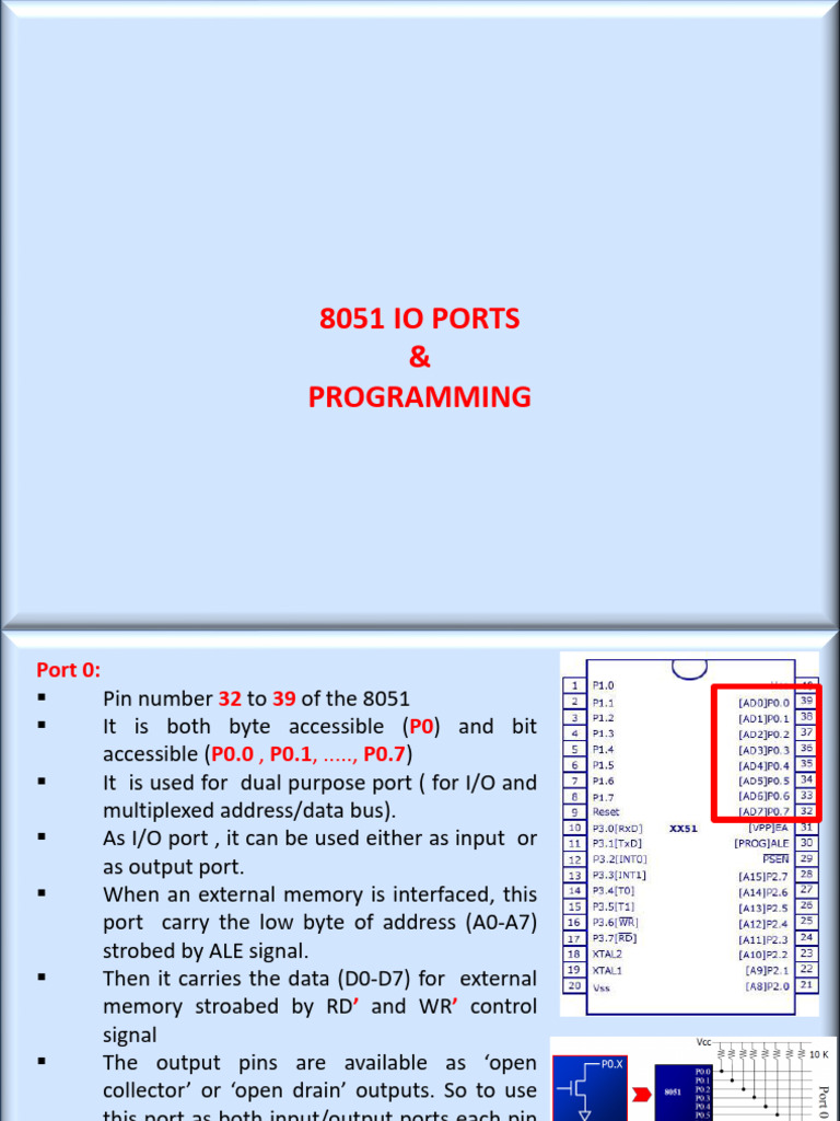 Unit 4-8051 (IO Ports and Programmimg) | PDF