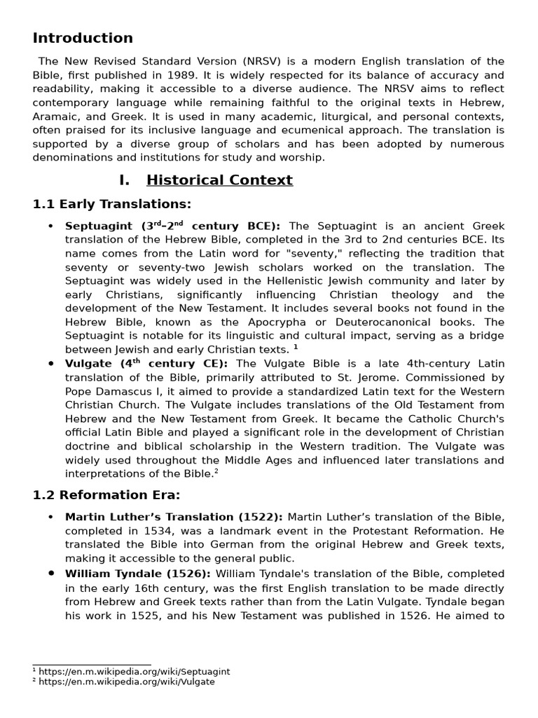 1.1 Early Translations:: Septuagint (3 - 2 Century BCE) | PDF