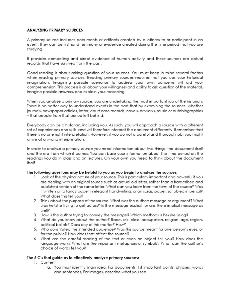 Analyzing Primary Sources in History | PDF | Primary Sources