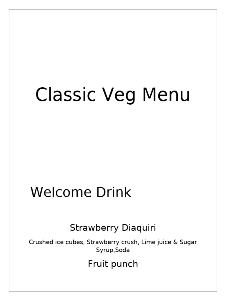 Classic Veg Menu | PDF