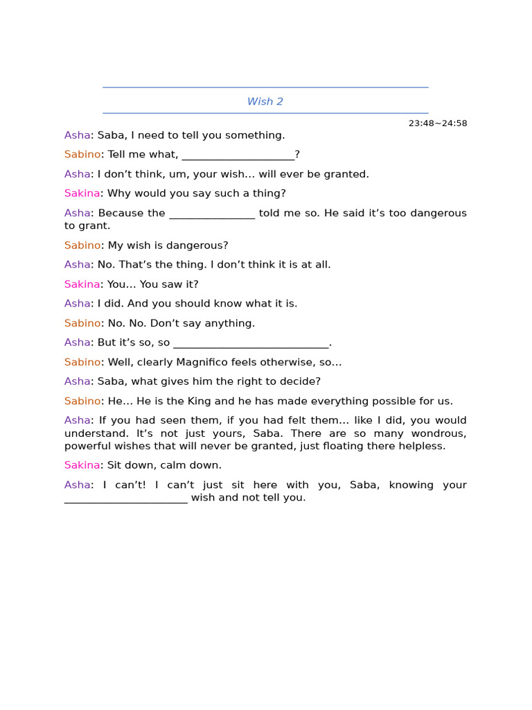 Wish Dictation Script | PDF