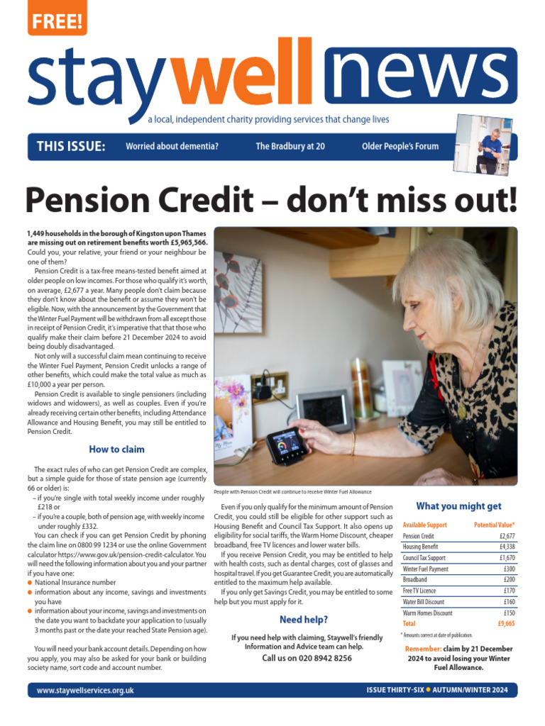 Staywell News Autumn 2024 | PDF | Dementia | Pension