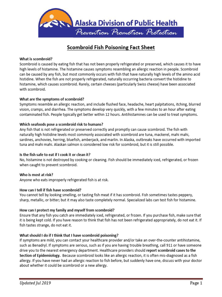 Scombroid Fact Sheet | PDF