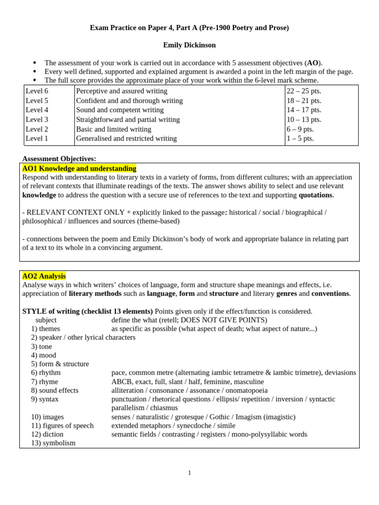 Exam Practice Poetry | PDF
