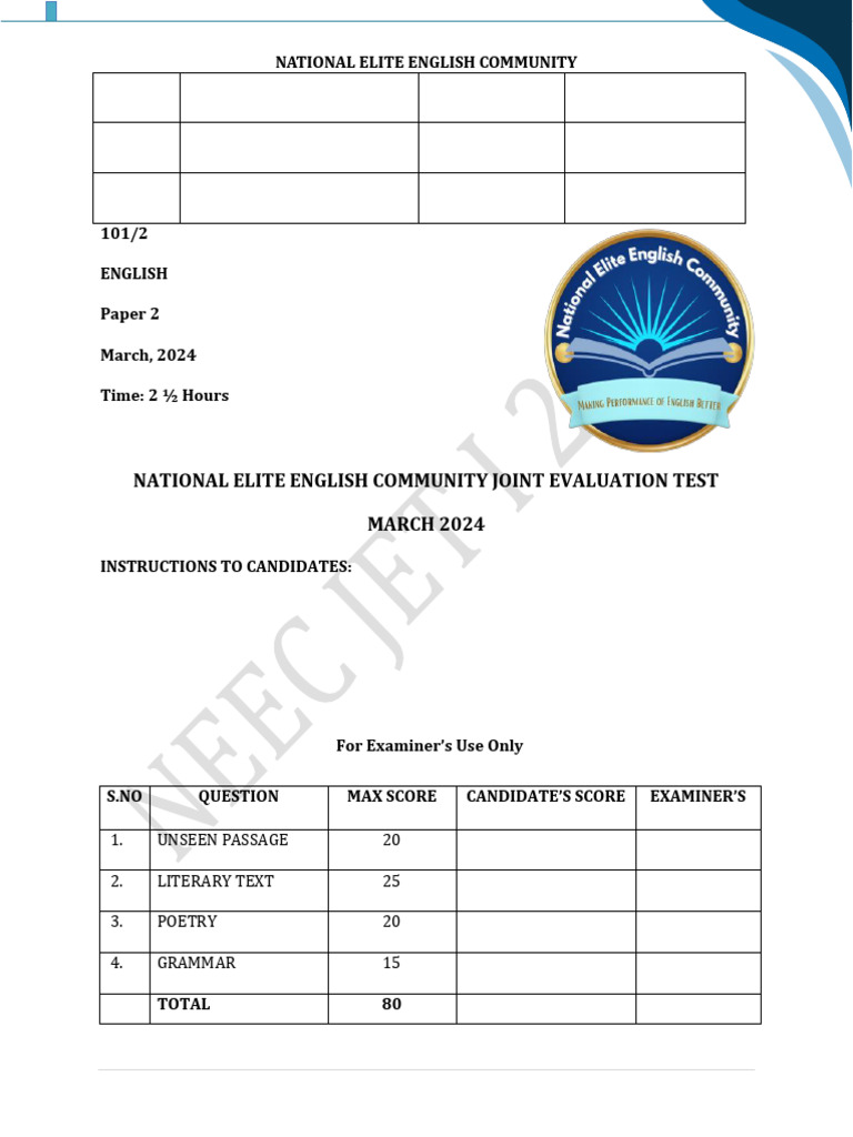 Neec Jet Paper 2 2024 | PDF