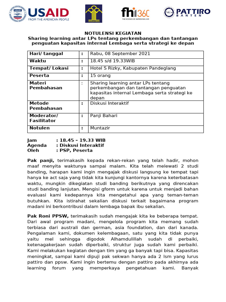 Notulensi Sharing Learning MUMU | PDF