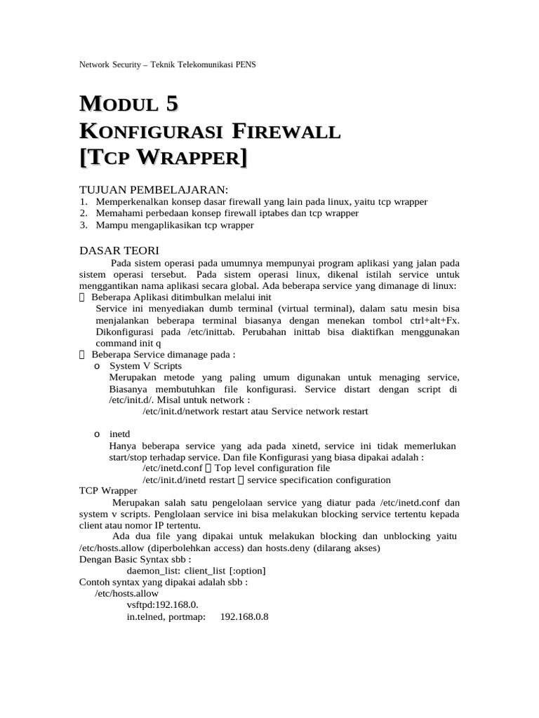 Prakt 5 Firewall DGN Tcpwrapper | PDF