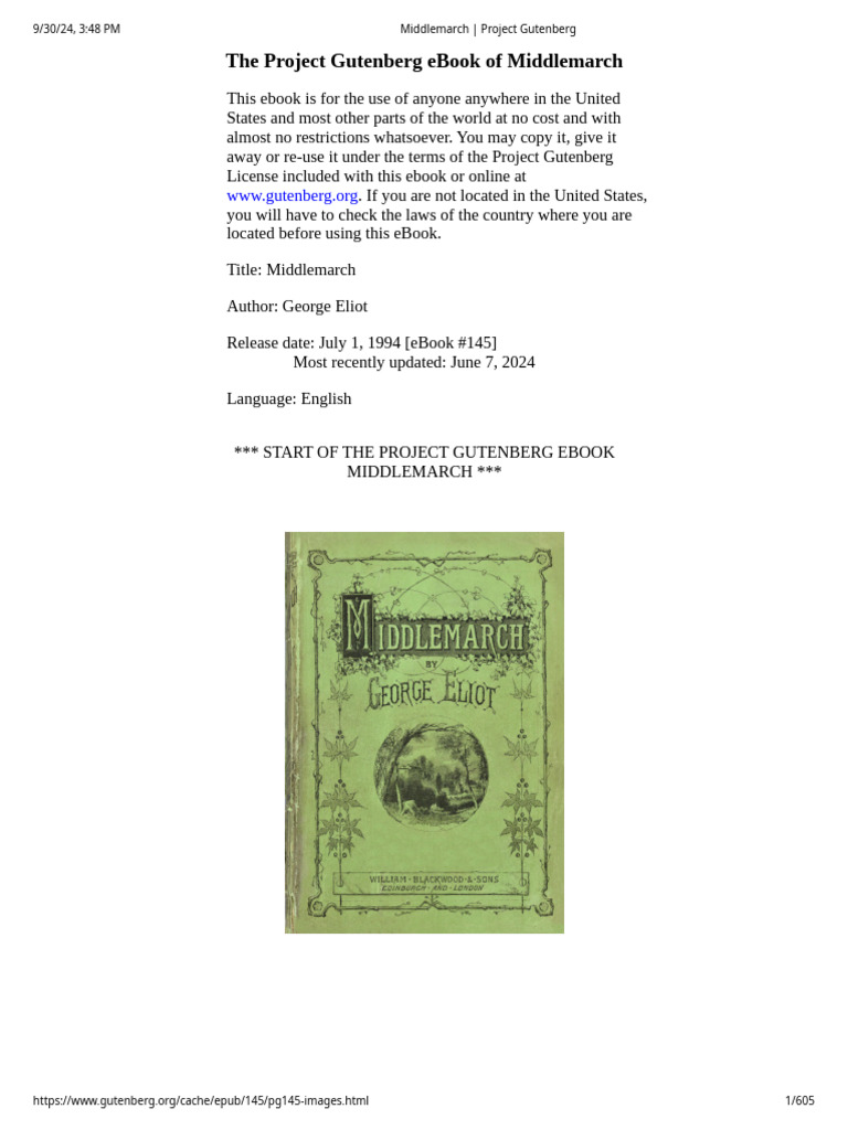 The Project Gutenberg Ebook of Middlemarch | PDF