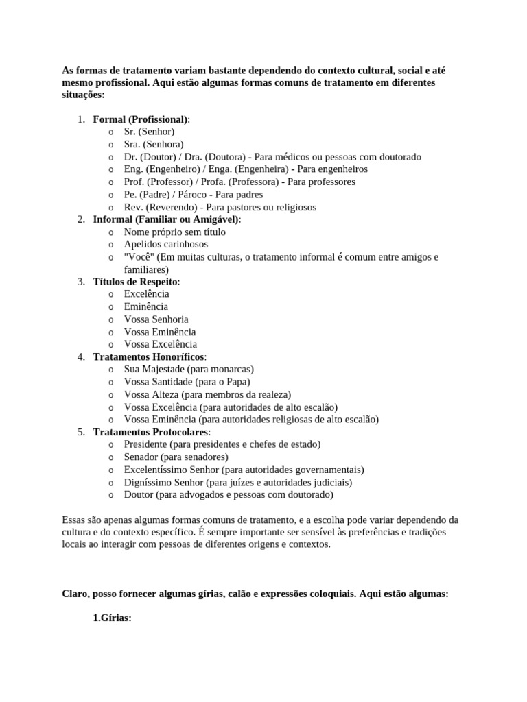 As Formas De Tratamento Variam Bastante Dependendo Do Contexto Cultural 9320