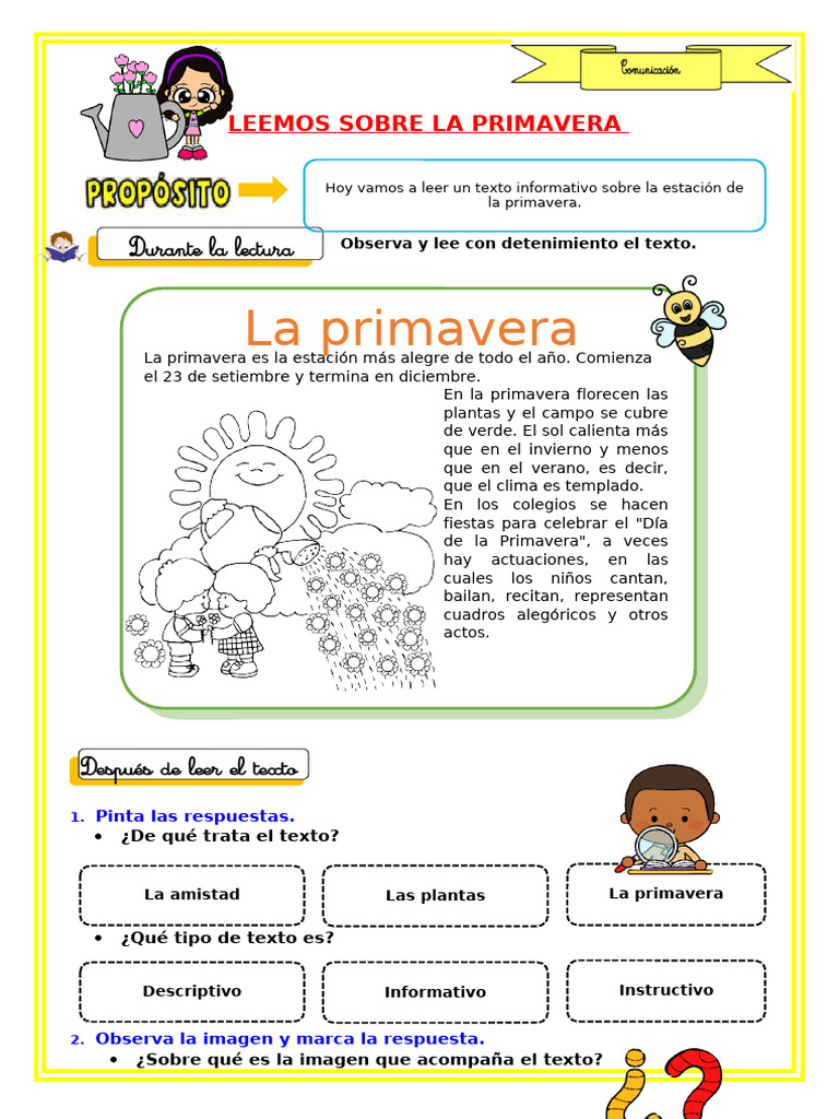 Leemos Sobre La Primavera | PDF