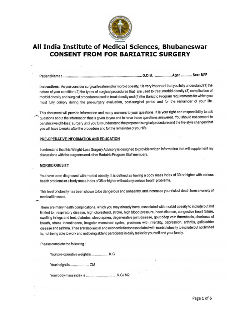 Bariatric Consent Form FINAL | PDF