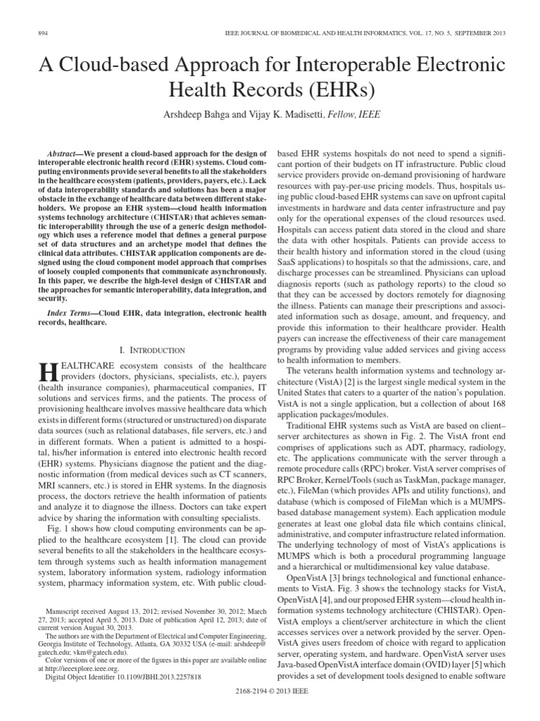 A Cloud-Based Approach For Interoperable Electronic Health Records EHRs | PDF