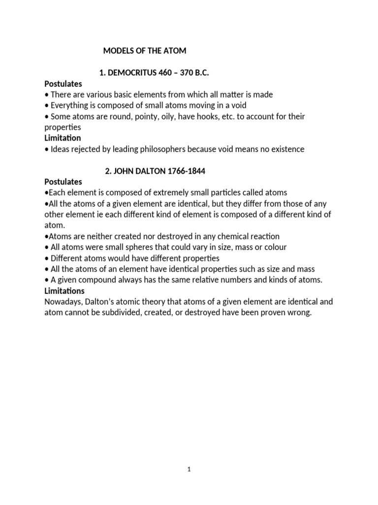 Lesson Notes On Models of The Atom | PDF