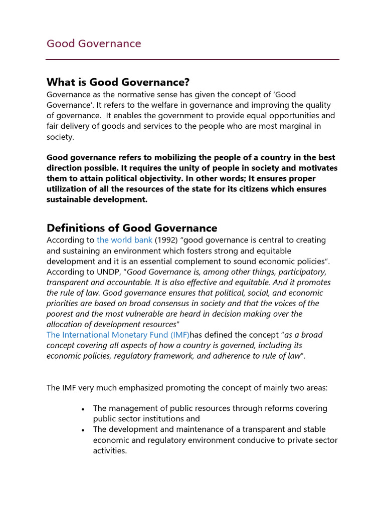 Good Governance | PDF